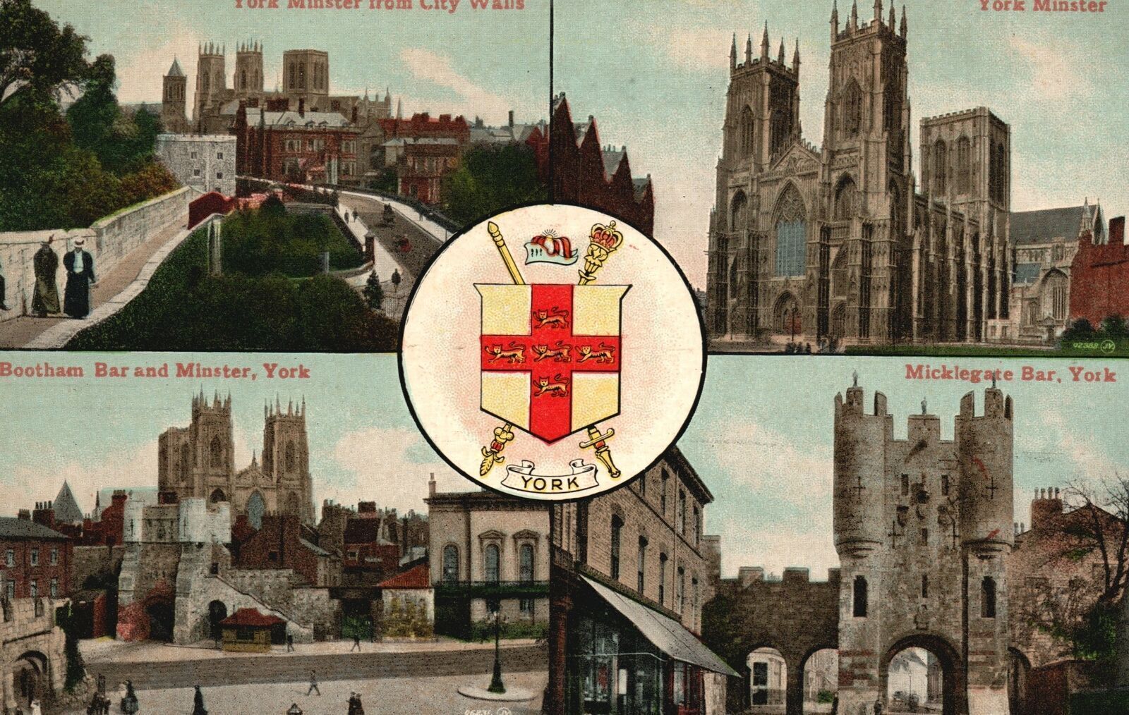 Vintage Postcard 1900's Multi View Famous Landmark Places York England ...