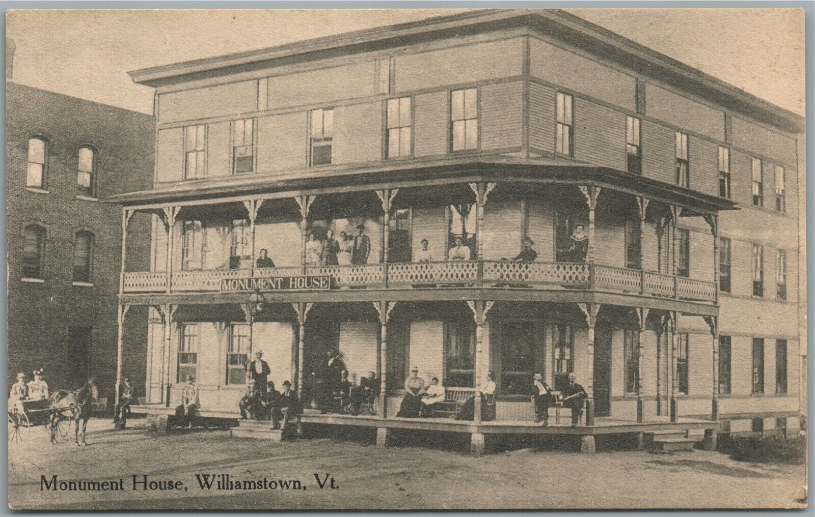 Williamstown VT Monument House Advertising Antique Postcard | United ...