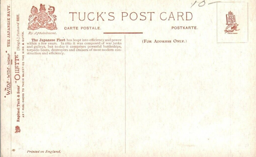 WWI Japanese Navy Fleet Naval Japan Raphael Tuck c.1910 | Asia & Middle ...