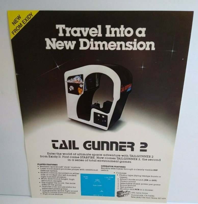 Tail Gunner 2 Arcade FLYER Exidy 1980 Original NOS Video Game Space Age ...