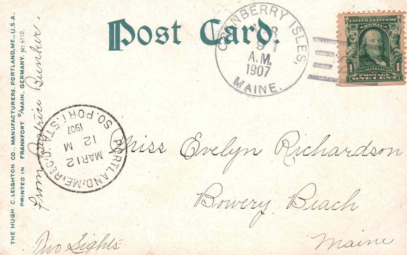 Vintage Postcard 1907 Ovens Bar Harbor Maine ME The Hugh C. Leighton Co ...