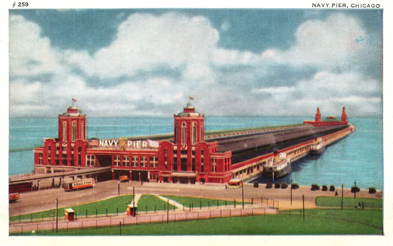 Vintage Postcard Navy Pier Lake Boats Dock Three Deck Levels Chicago ...