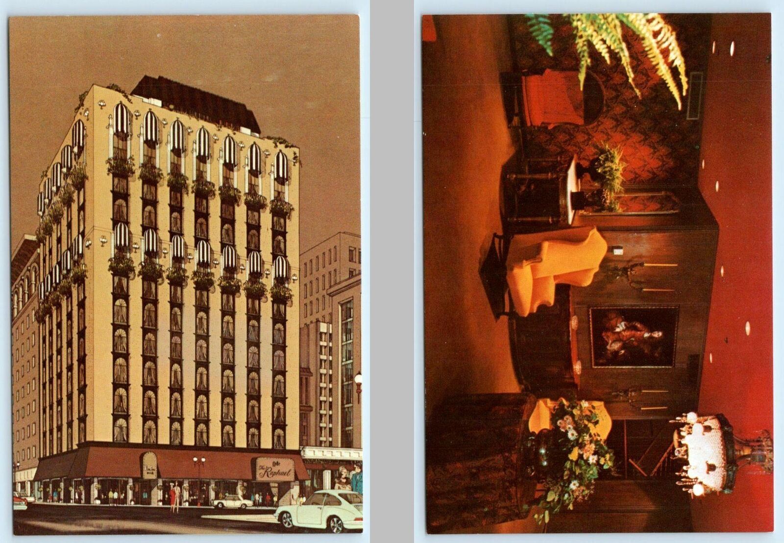 2 Postcard SAN FRANCISCO, CA ~Lobby Interior THE RAPHAEL HOTEL 1970s ...
