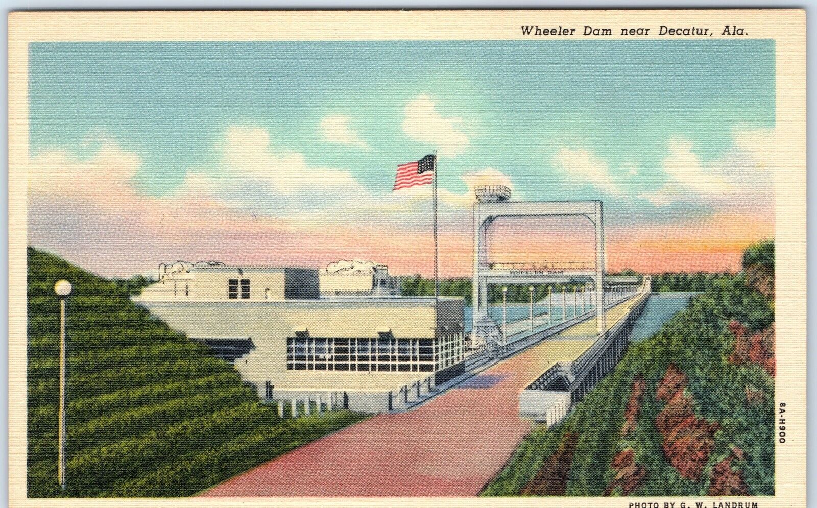 c1940s Decatur, AL Wheeler Hydroelectric Power Dam Linen PC by G.W ...