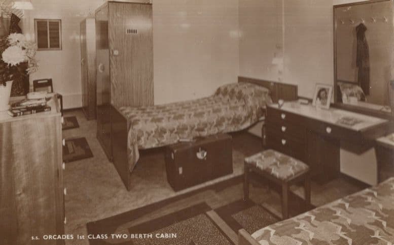 SS Orcades Ship 1st First Class Two Berth Cabin Real Photo Postcard ...