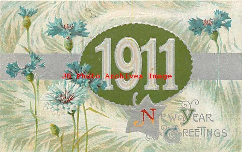 New Year, Unknown No UP22-1, 1911 Year, Blue Flowers | Other / Unsorted ...