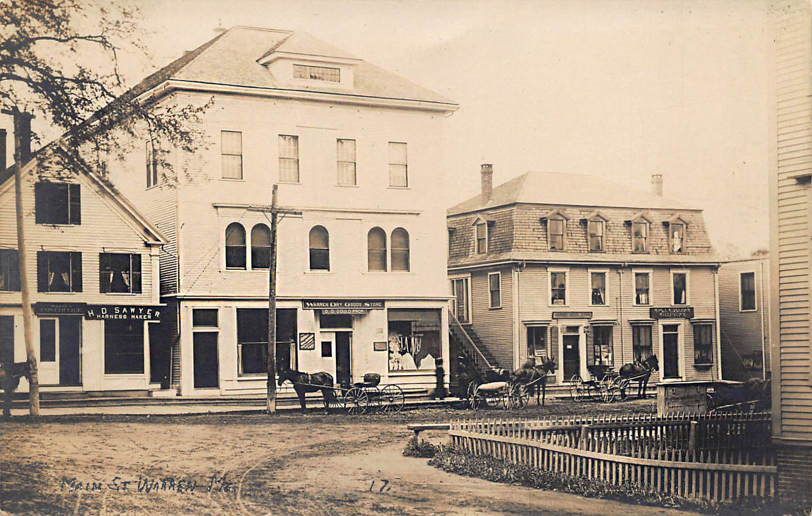 Warren ME Main Street Post Office Storefronts Horse & Wagons Real Photo ...