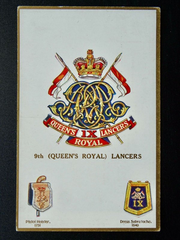 Regimental Badges THE 9th QUEENS ROYAL LANCERS Postcard by Gale ...