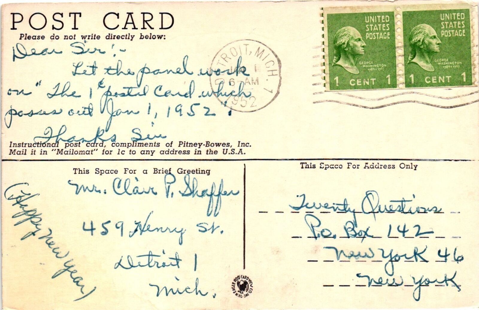 Vintage Postcard- Collection of mail from the Coin-operated letter box ...