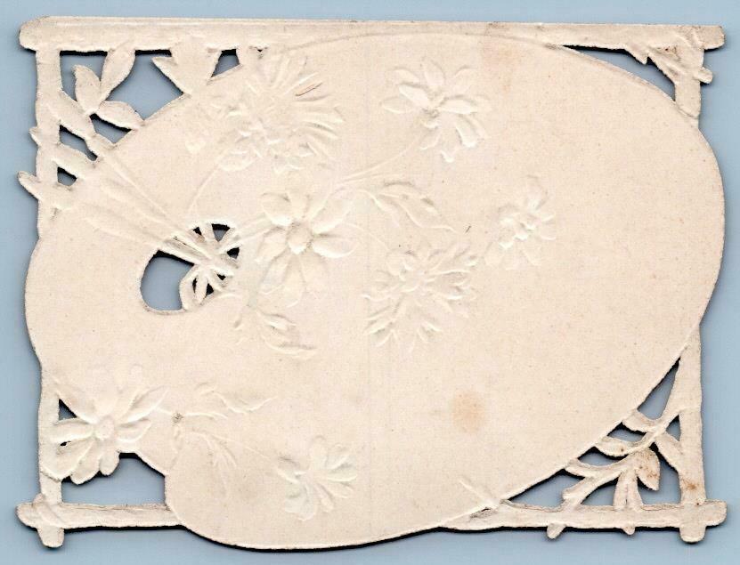 Victorian DIE CUT Artist Palette 1880'S ERA Flowers Paintbrushes ...
