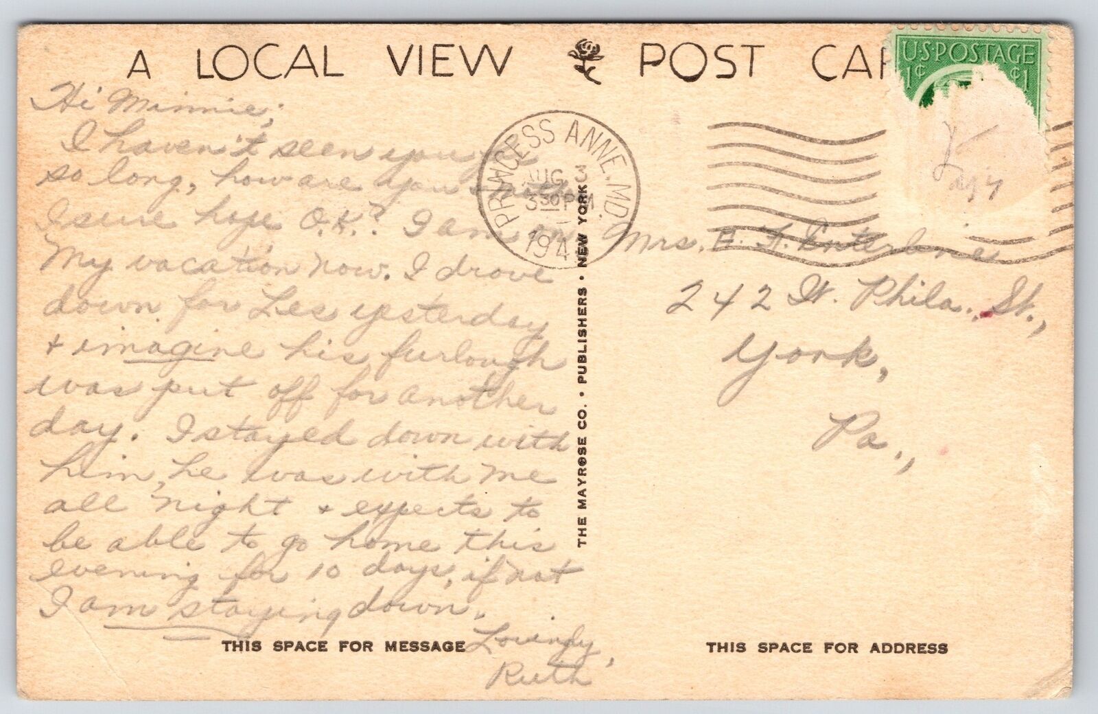 1941 Manokin Presbyterian Church Princess Anne Maryland Parish Posted ...