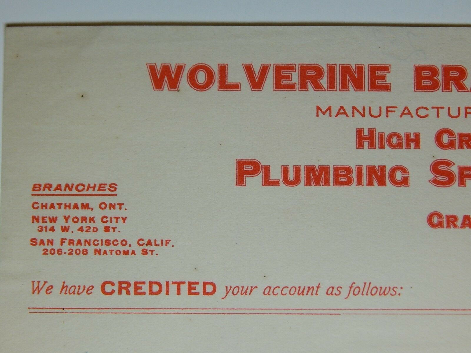 1909 WOLVERINE BRASS WORKS Leather Diaphragms GRAND RAPIDS MICHIGAN ...