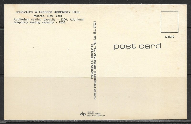 New York, Monroe - Jehovah's Witnesses Assembly Hall - [NY-727 ...
