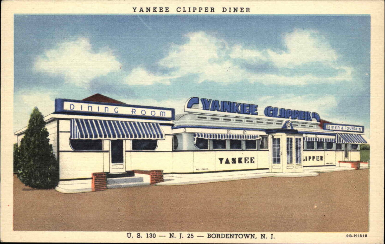 Vintage LINEN PC Bordentown New Jersey NJ YANKEE CLIPPER DINER | United ...