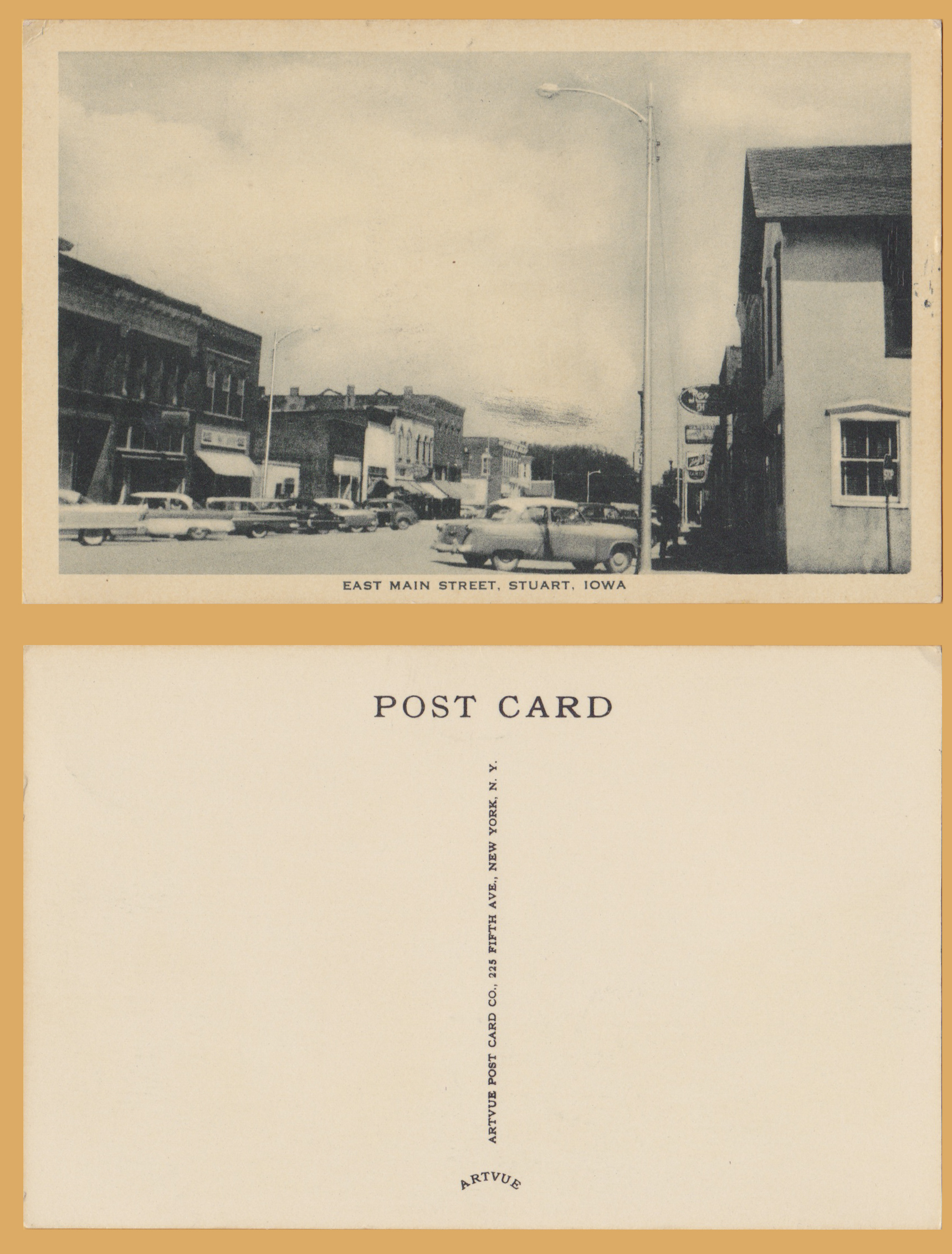 Stuart, Iowa-East Main Street, 1950's cars, Schlitz & Rexall sign ...