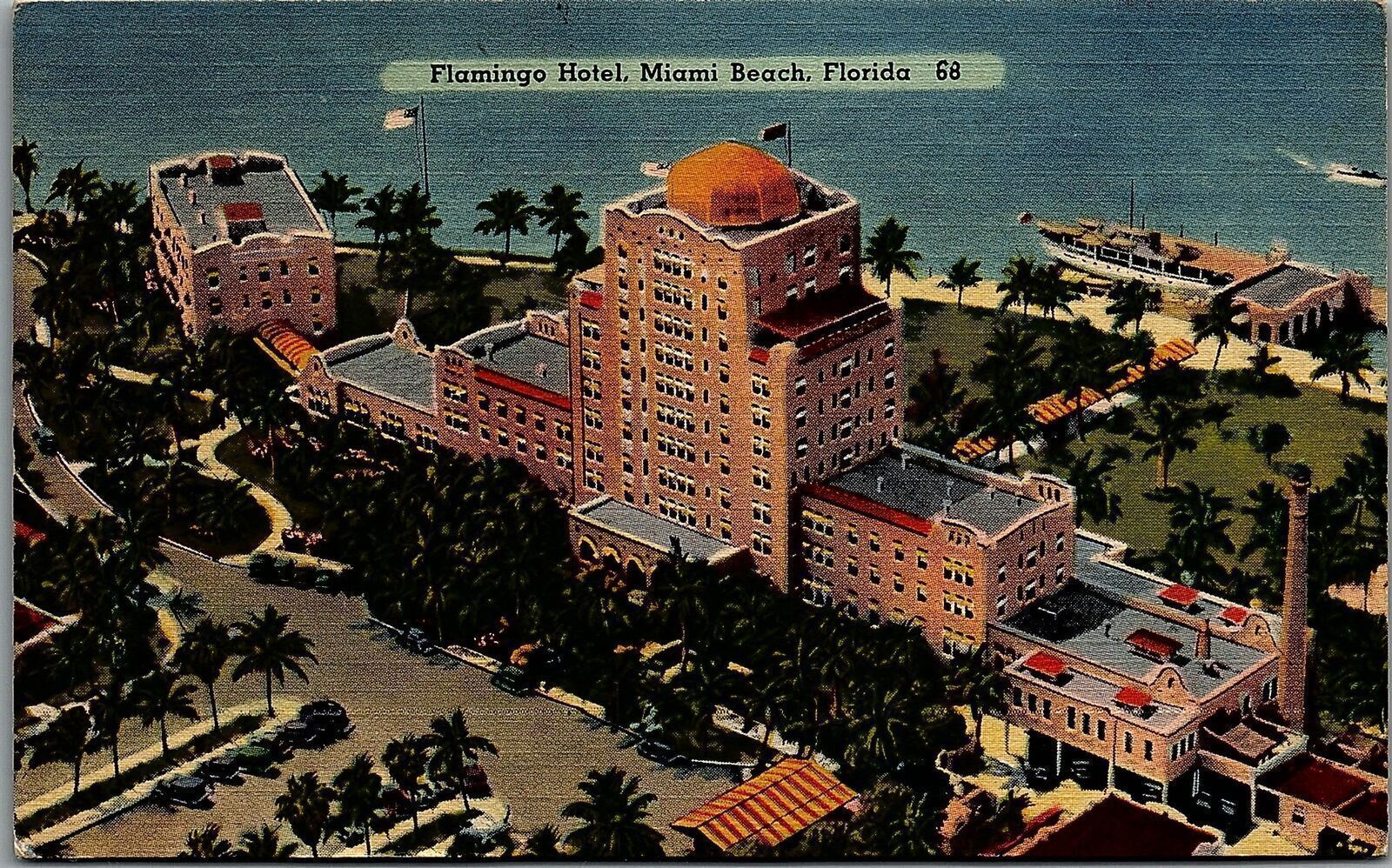 1943 Wwii Miami Beach FL Flamingo Hotel by AIR Force PVT Linen Postcard ...