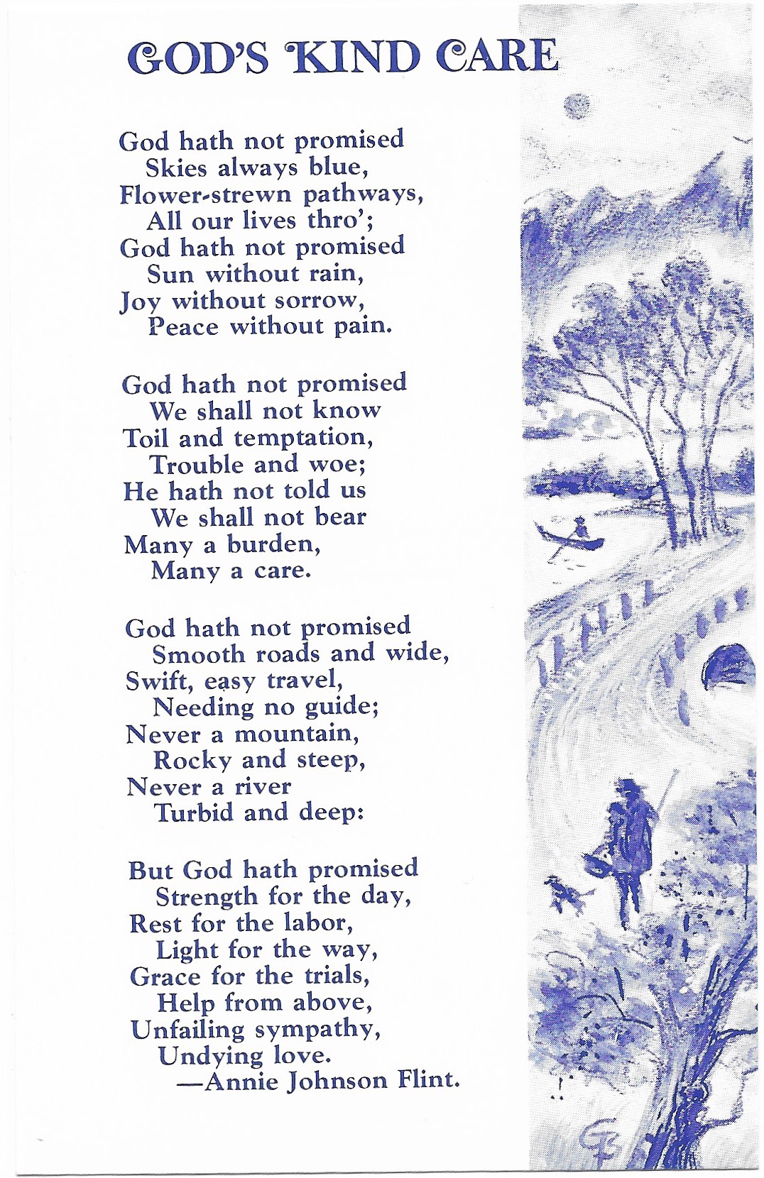 US Unused. Poem - God's Kind Care. Great poem by Annie Johnson Flint ...