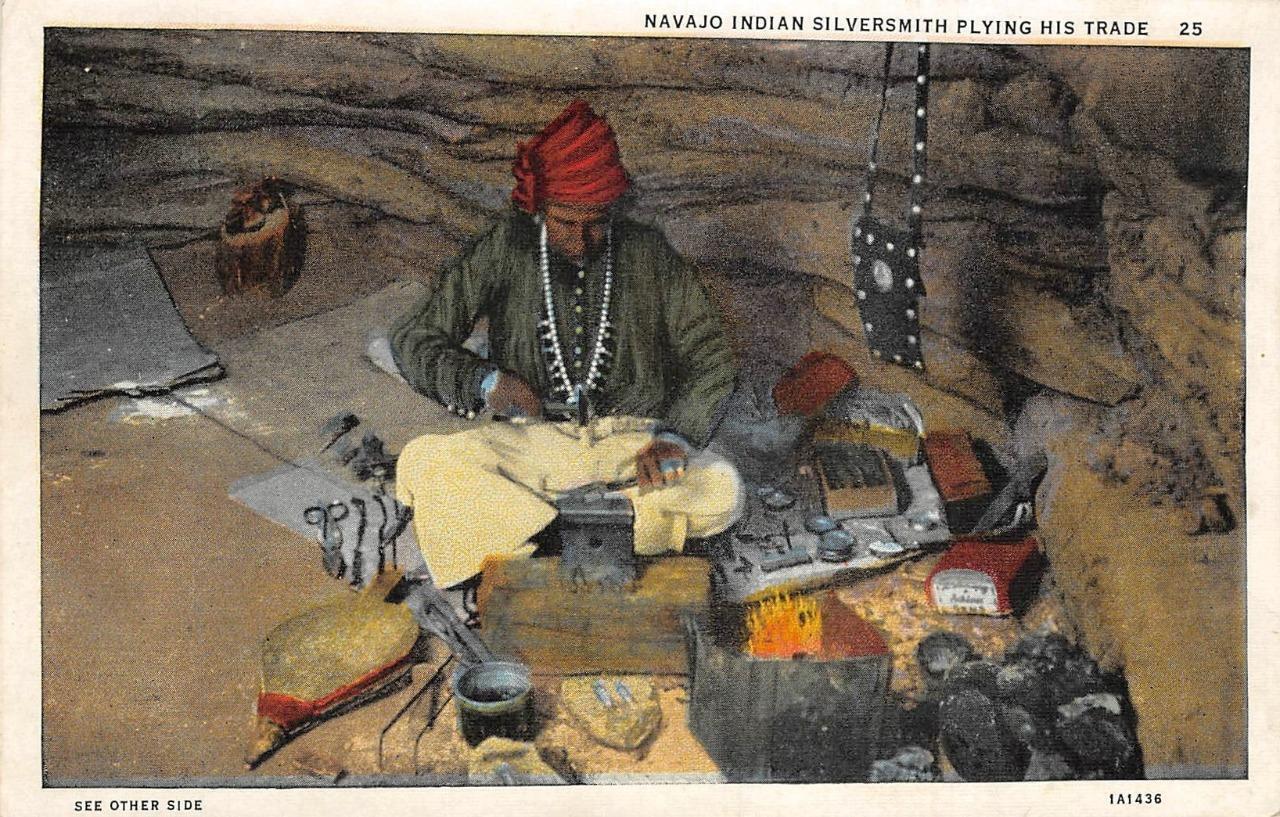 Navajo Silversmith Plying His Trade Native American Indian 1937 Vintage ...