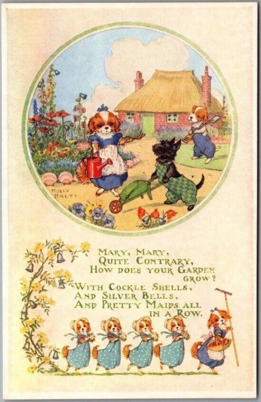 NURSERY RHYME Postcard "Mary, Mary Quite Contrary" Artist-Signed MOLLY ...