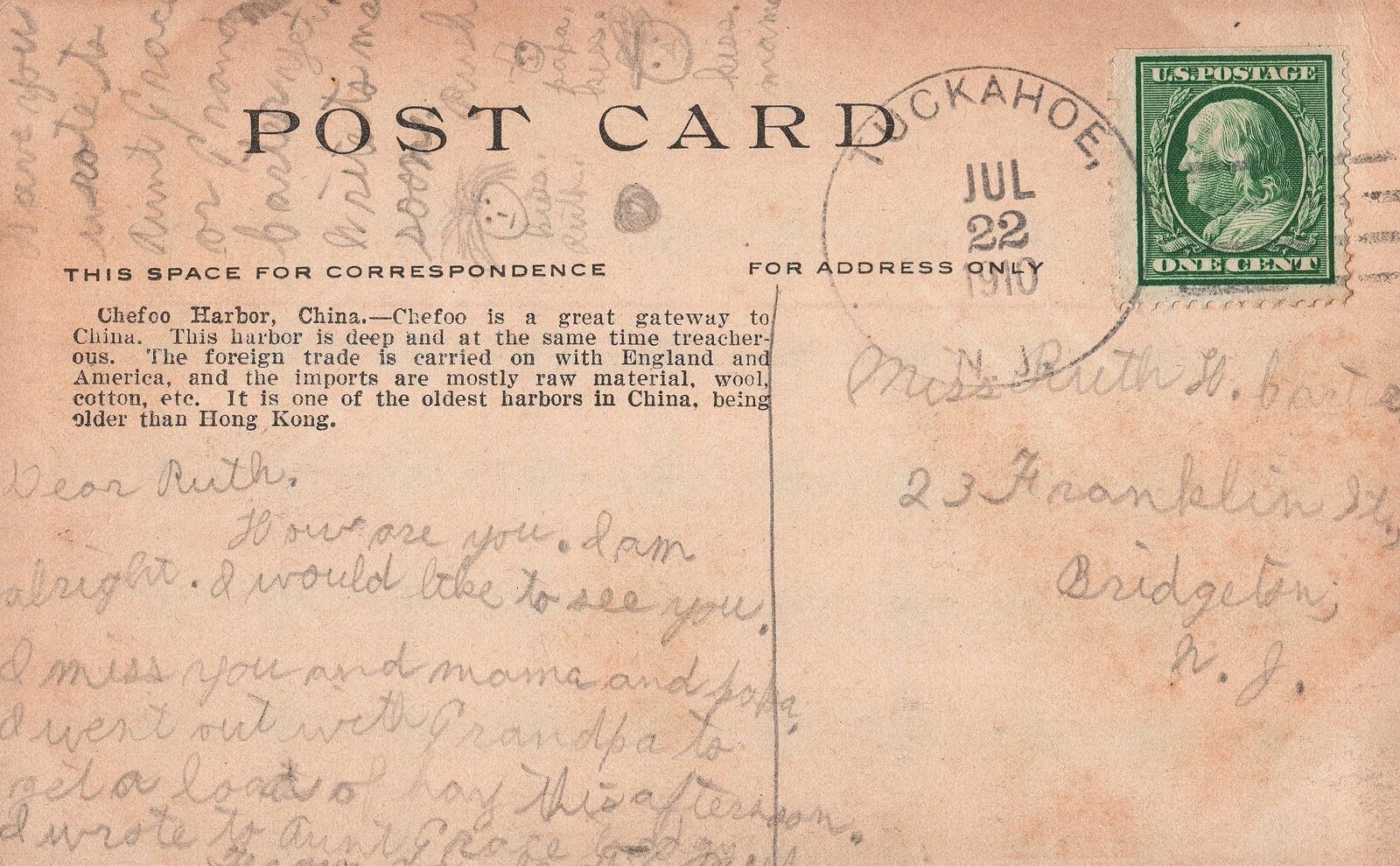 Vintage Postcard Panoramic View of the Harbor at Chefoo Harbor Mailed ...