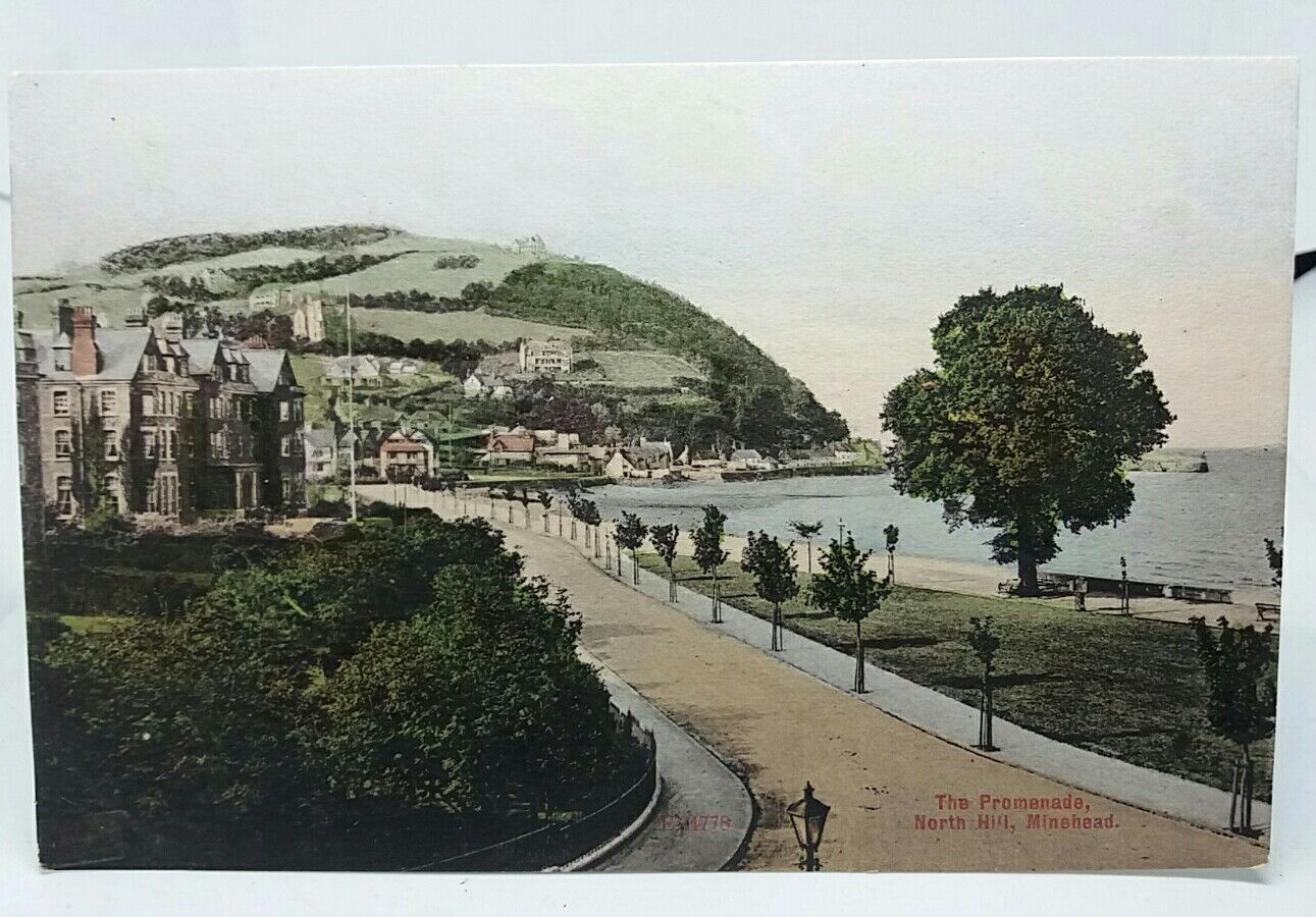Early Colour View of Promenade North Hill Minehead Antique Friths ...