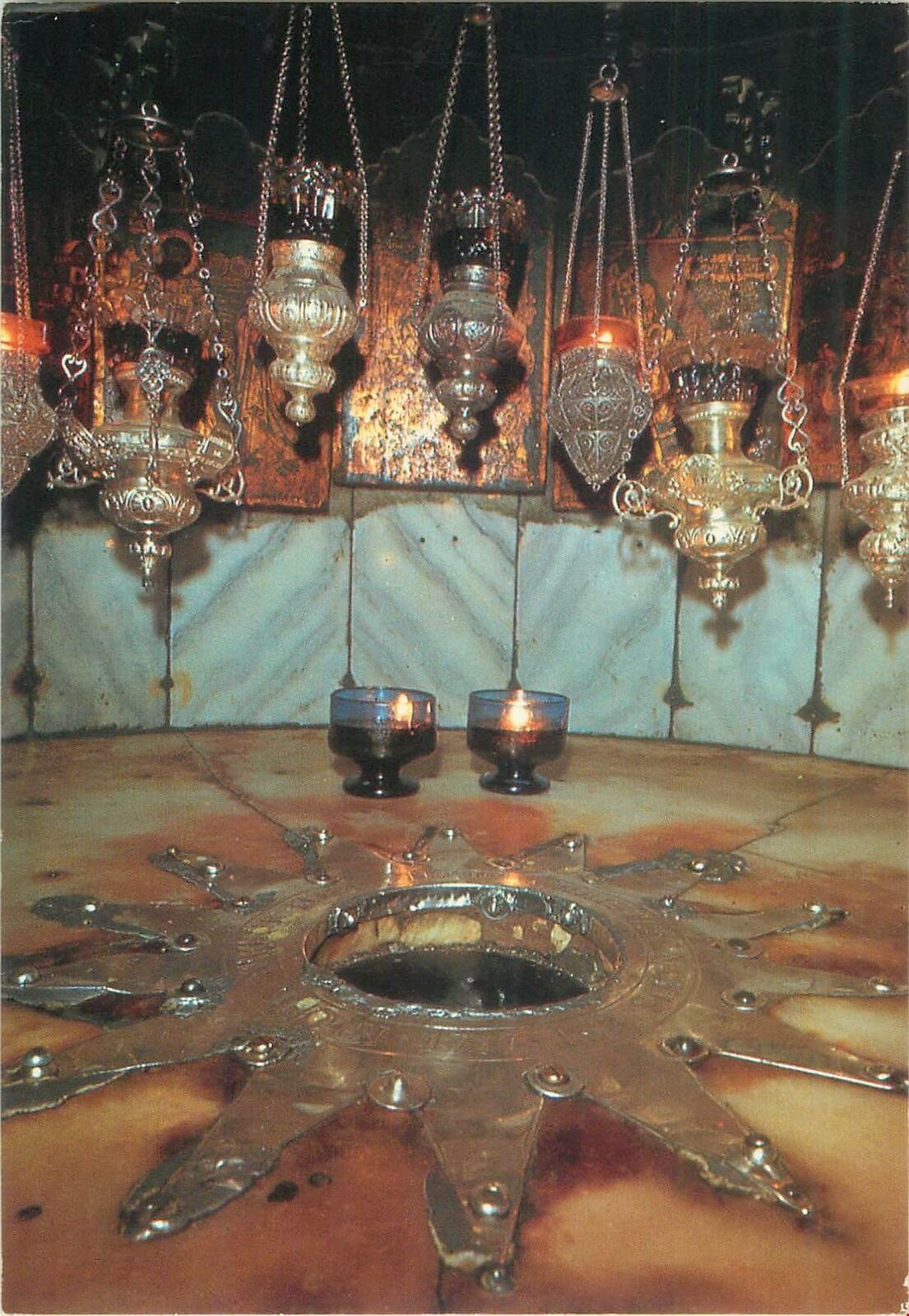 Postcard Palestine Bethlehem The Star of Bethlehem Church inner view ...