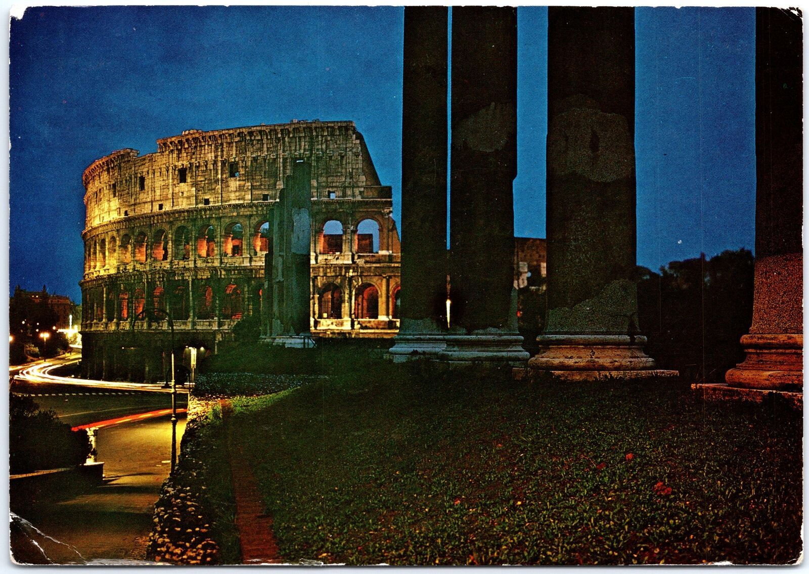 Vintage Postcard Continental Size the Colliseum in Rome Italy by Night ...