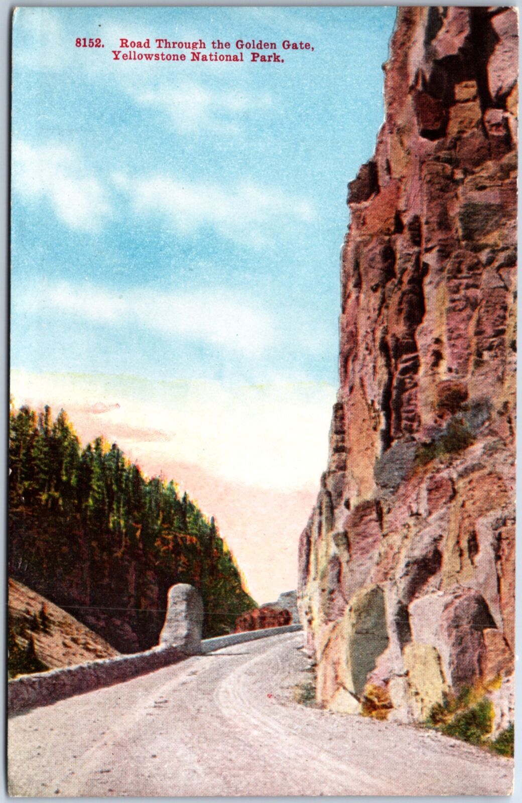 Vintage Postcard Road Through the Golden Gate Yellowstone National Park ...