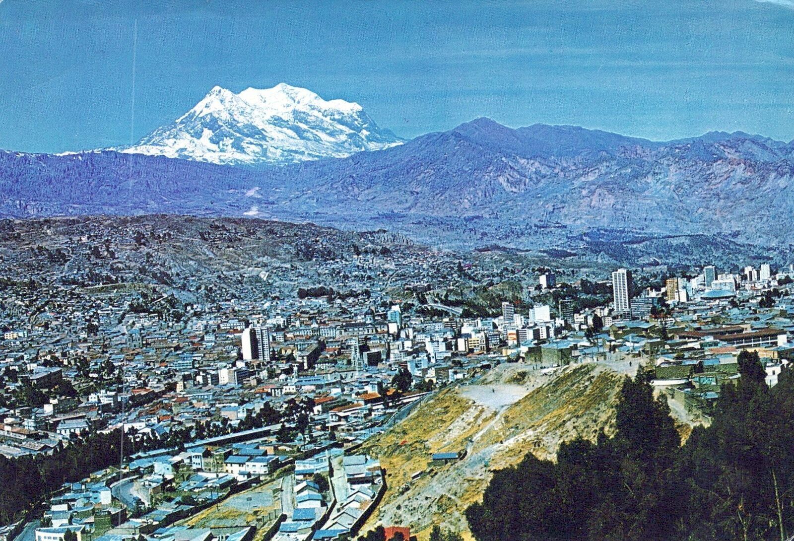 Vintage Continental Size Postcard Panoramic Aerial Vista of LA PAZ ...