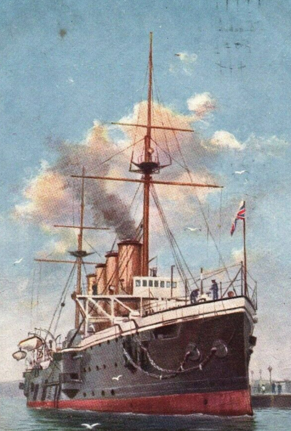 WWI British Royal Navy HMS Aboukir Armored Cruiser Raphael Tuck c.1910 ...