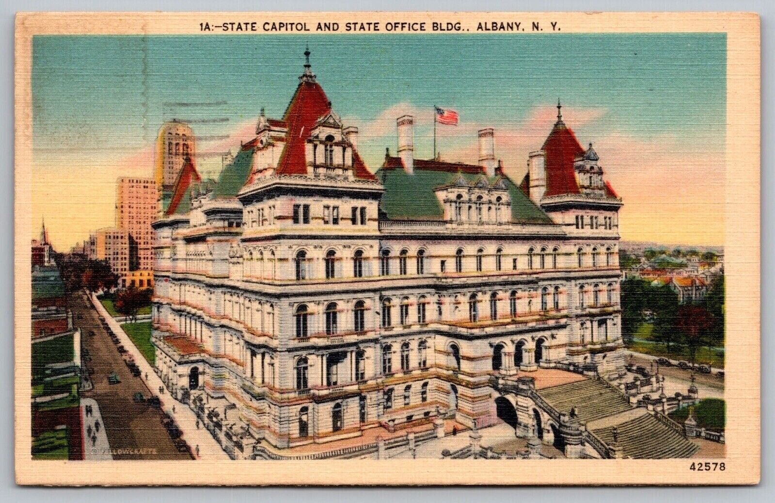 State Capitol Office Building Albany New York Birds Eye View PM Vintage ...