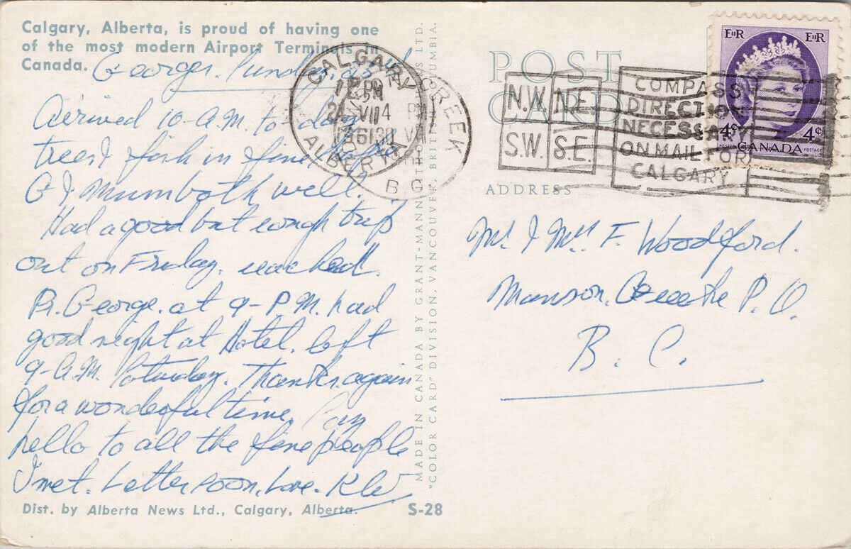 Airport Terminal Calgary Alberta AB Old Cars c1961 Vintage Postcard F1 ...
