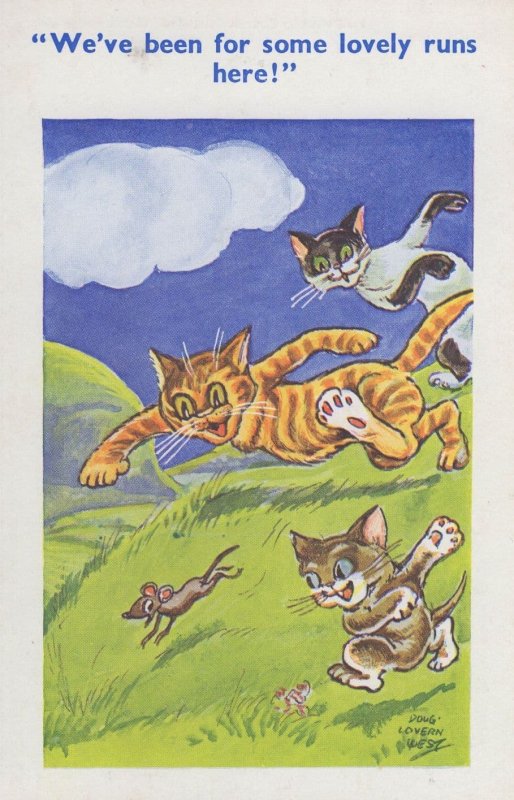 Cats Chasing Mouse Kittens Cat Comic Mice Rare Postcard | Topics ...