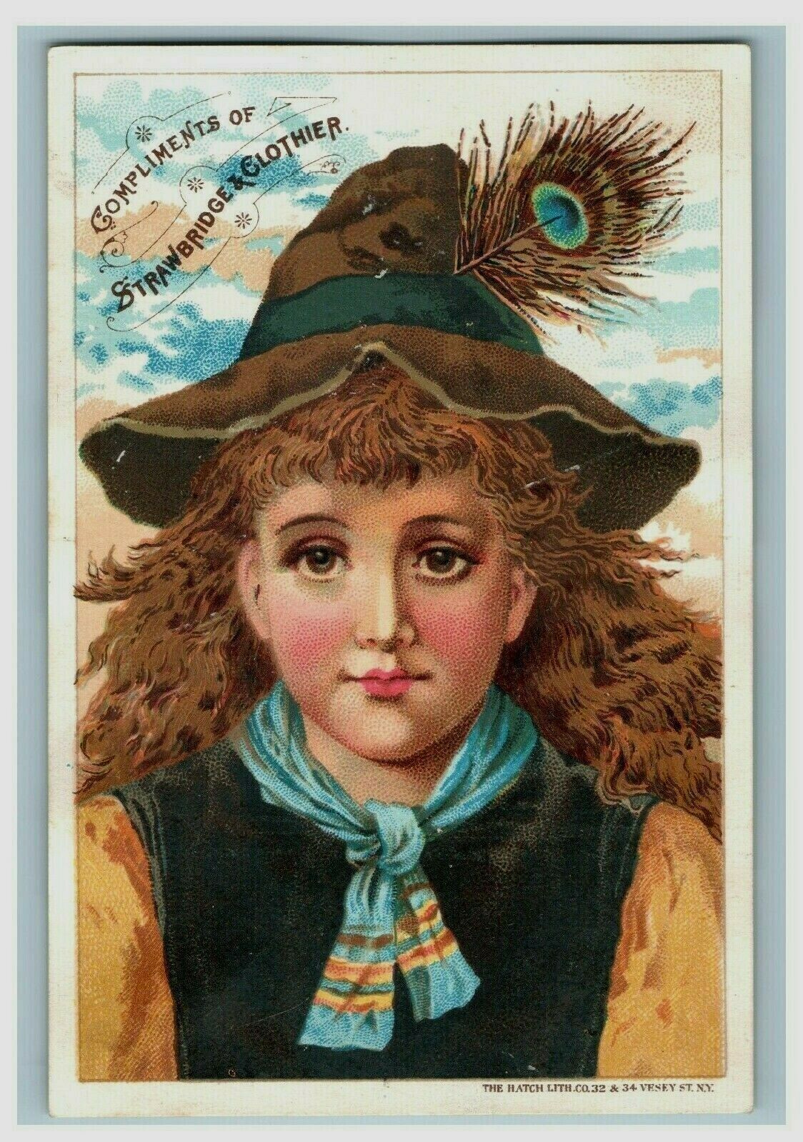 1880's Strawbridge & Clothier Adorable Child Peacock Feather In Hat ...