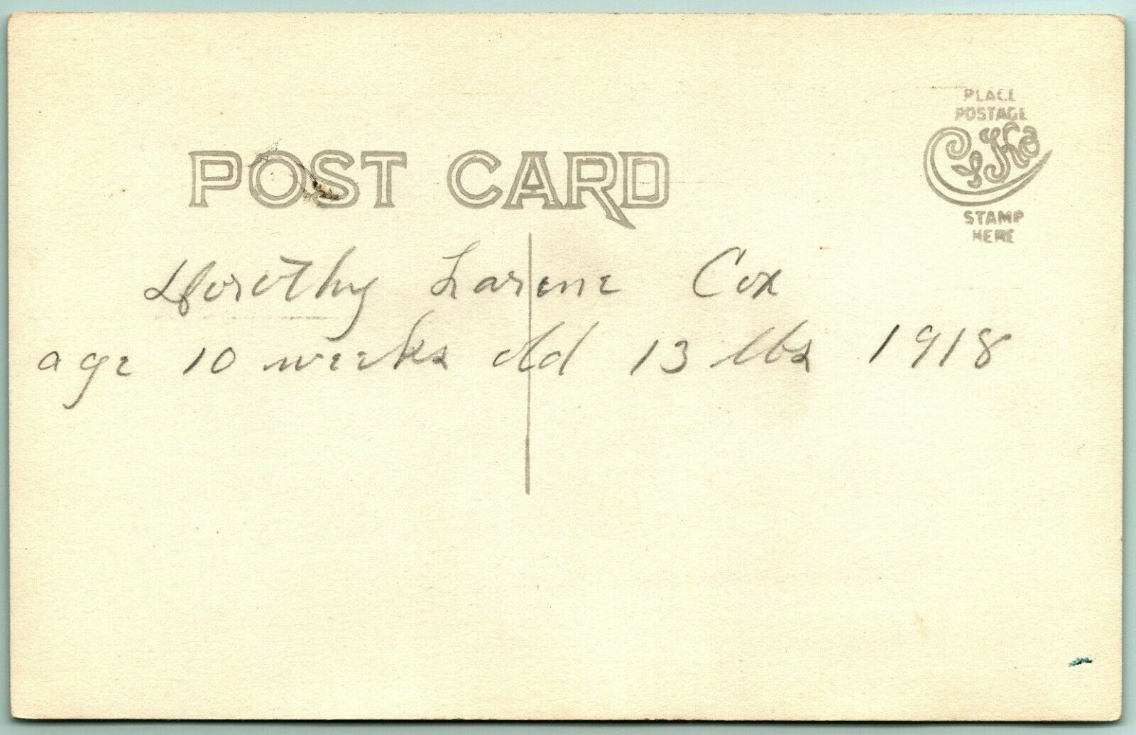 RPPC Dorothy Lorraine Cox Named Subject Baby 10 weeks 1918 Cyko ...
