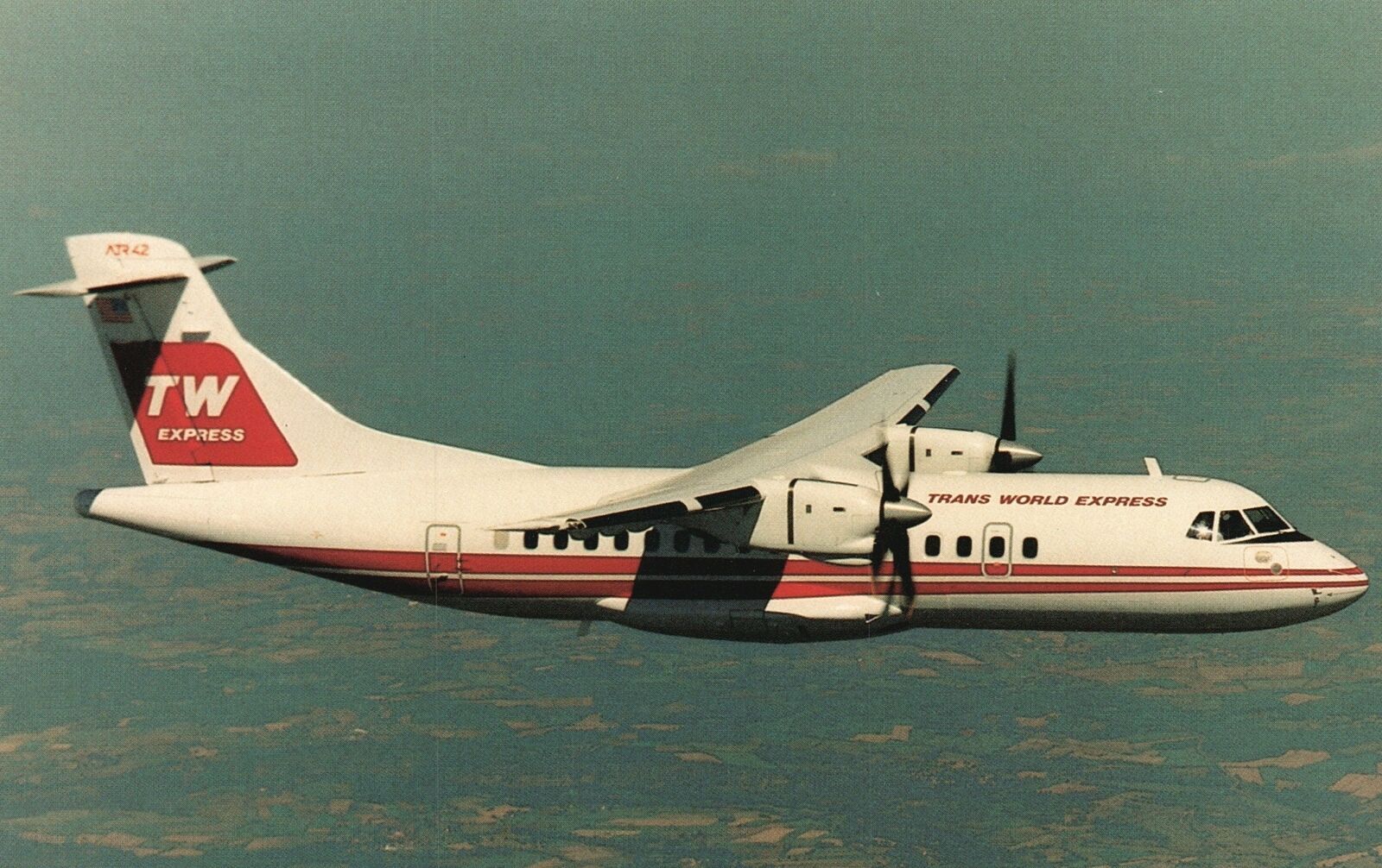 Vintage Postcard TWE Trans World Express ATR-42 Resort Air Airplane ...