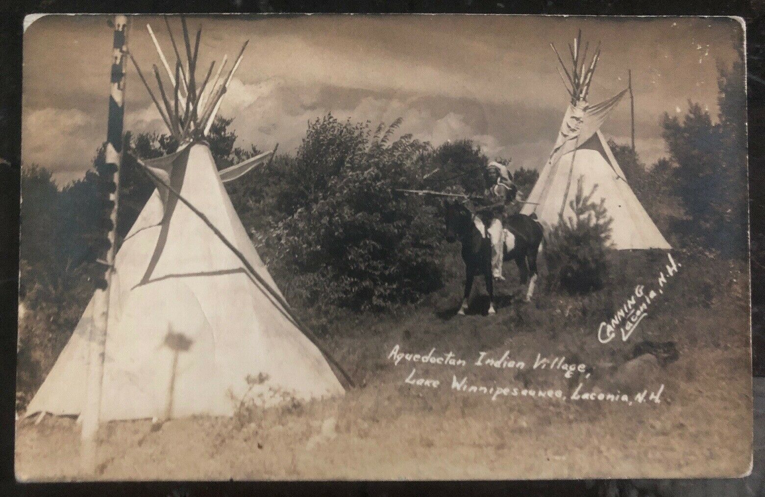 1939 Laconia NH USA RPPC Postcard Cover Native Indian American ...