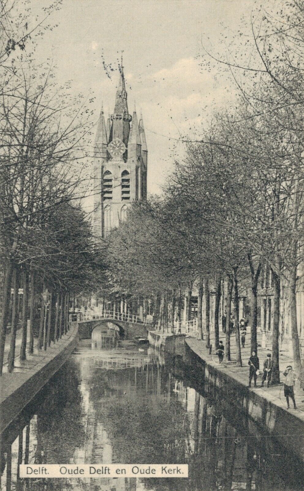 Netherlands Delft Oude Delft en Oude Kerk Vintage Postcard 07.46 ...