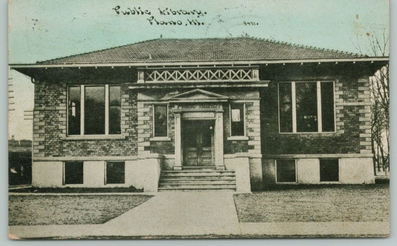 Plano Illinois~Carnegie Public Library~c1910 CU Williams Photoette ...