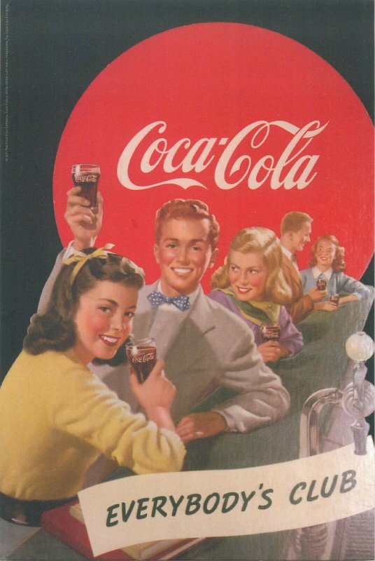 Advertising poster repro postcard COCA COLA coke everybody`s club man ...