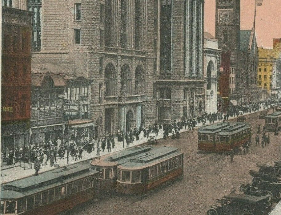 1920s Broad Street Newark New Jersey NJ trolleys tracks autos postcard ...