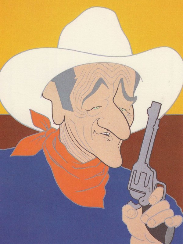 John Wayne Western Film Star Comic Caricature Painting Postcard ...