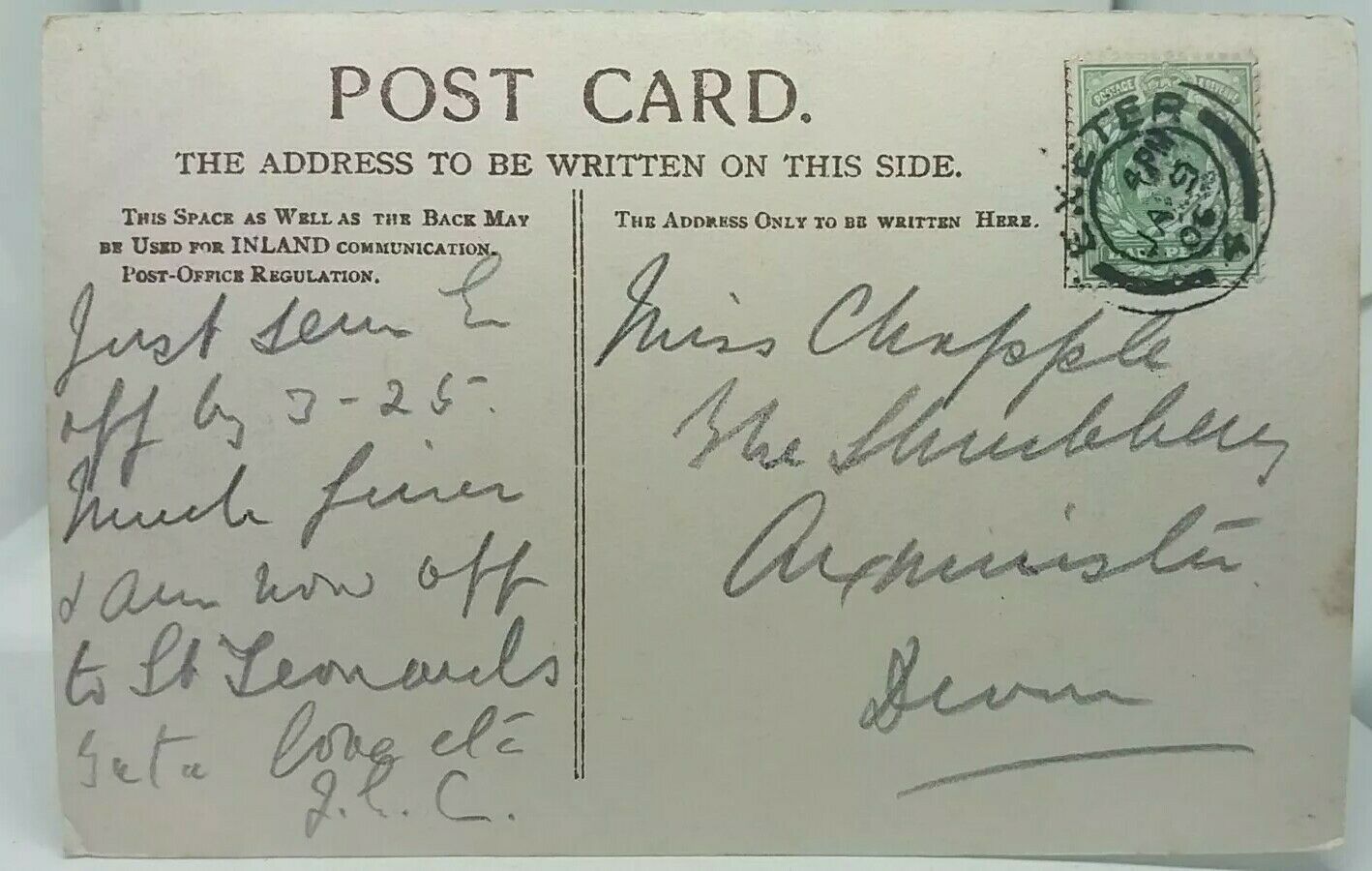 Vintage Antique Postcard Csthedral Yard Exeter Devon Posted 1906 ...