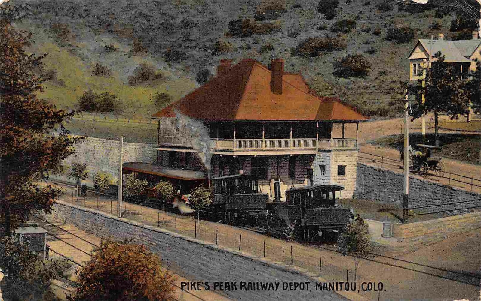 Pikes Peak Incline Railroad Train Manitou Colorado 1912 postcard ...