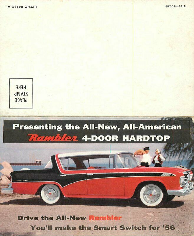 1956 Rambler Auto Dealer Advertising Bi-fold Features Bed Style Engine ...
