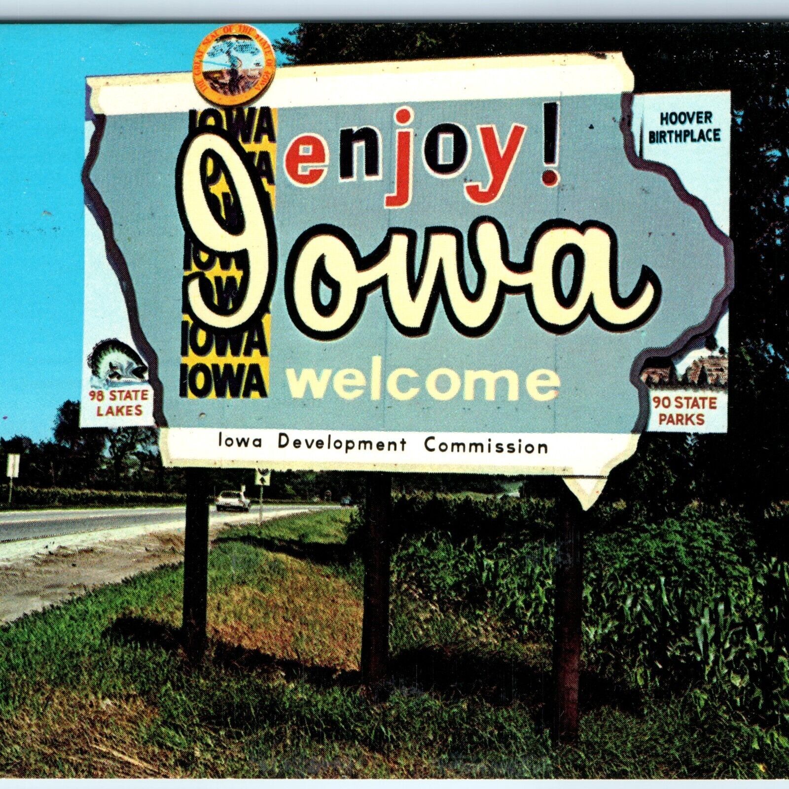 c1960s Iowa Welcome Sign by Development Commission Ocheyedan IA USPO ...