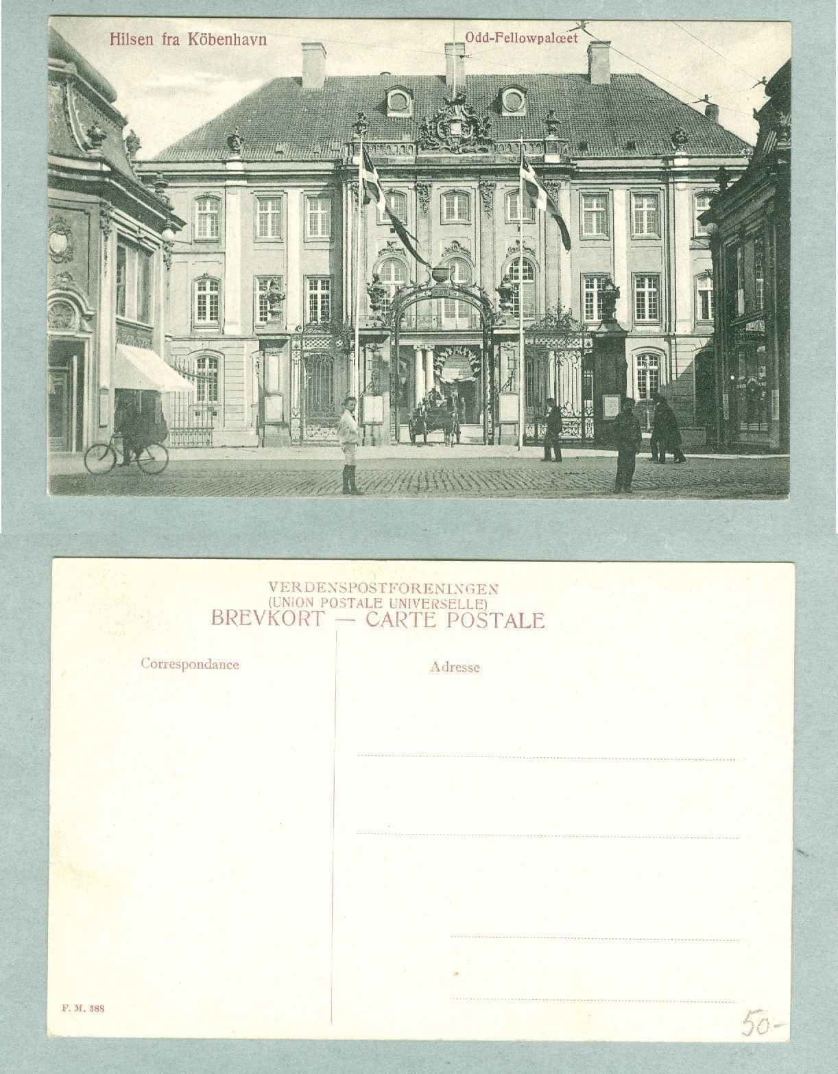 Denmark. Postcard. 1900 " Odd Fellow Mansion,Copenhagen ". People ...