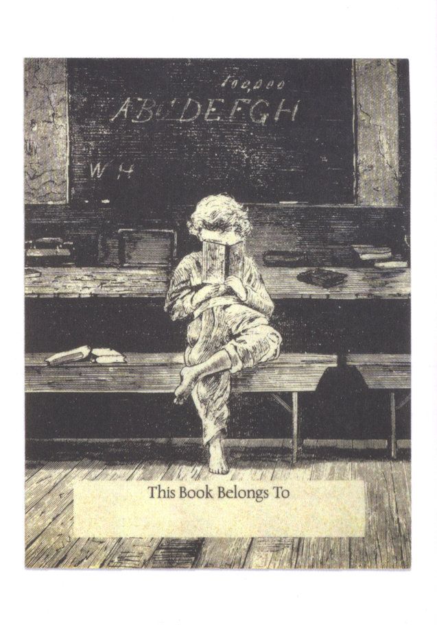 Victorian School Child Blackboard Learning To Read Bookplate Postcard ...