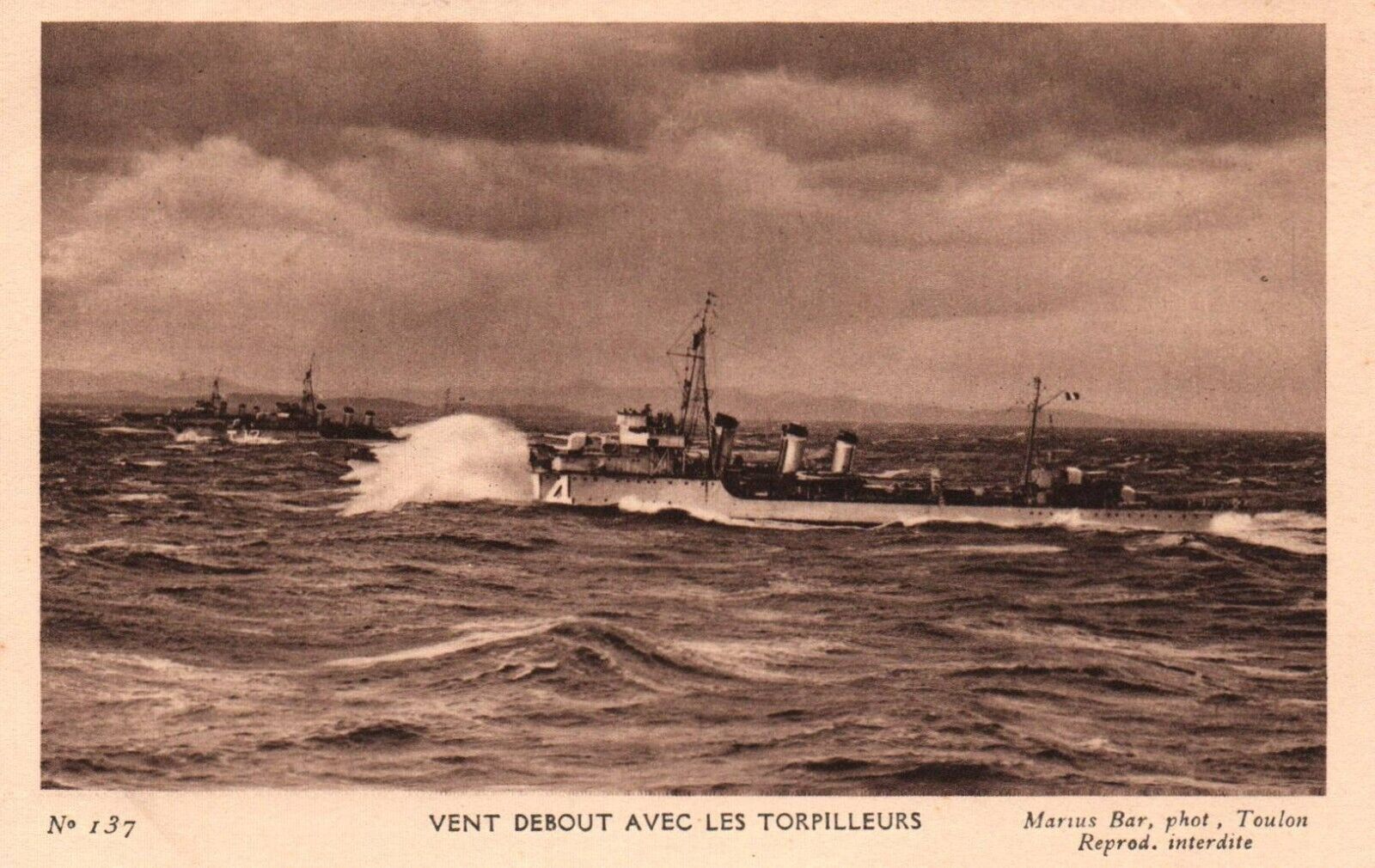 French Navy Destroyer Standing with the Torpedo Boats - War Time ...