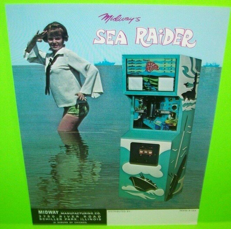 Sea Raider Arcade FLYER Original NOS Game Artwork Submarine Subs 1969 ...